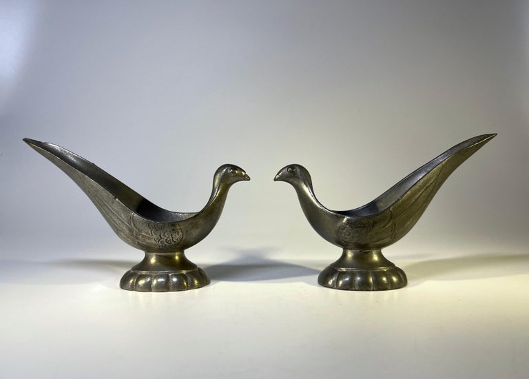 Pair of Just Andersen, Denmark 1930s Art Deco Pewter Stylised Bird Pipe ...