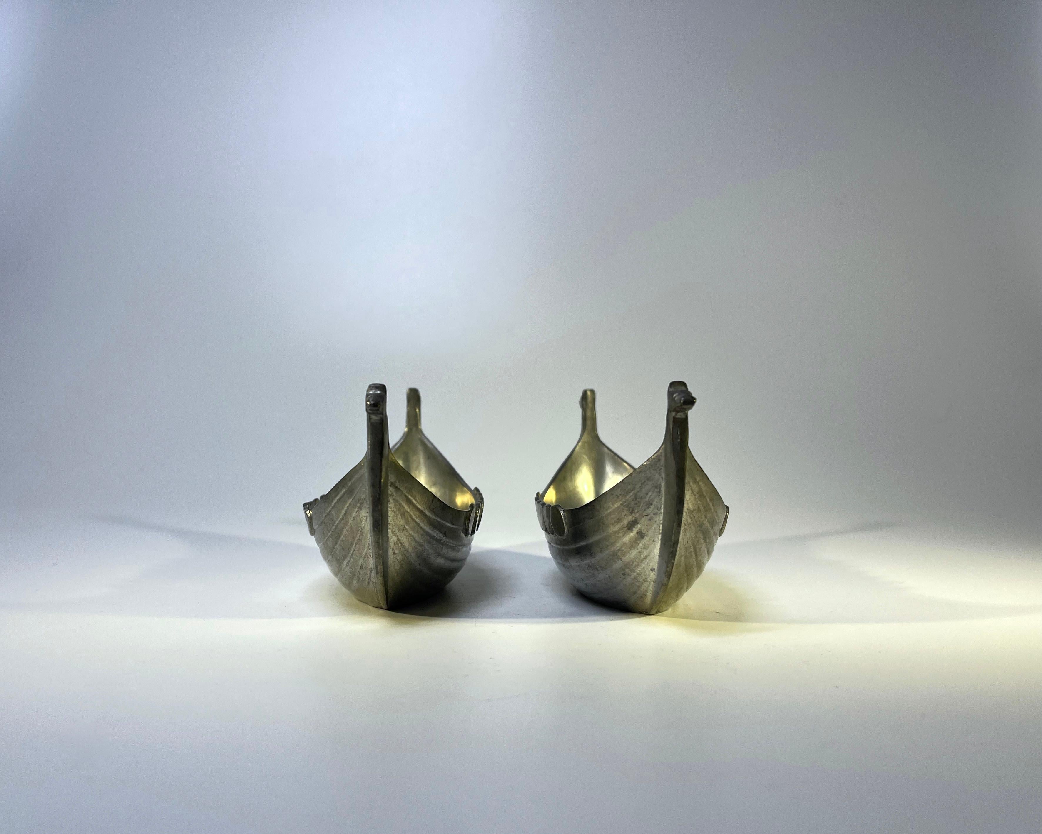 Pair Of Just Andersen, Denmark Pewter Viking Ship Salts #1109 at 1stDibs