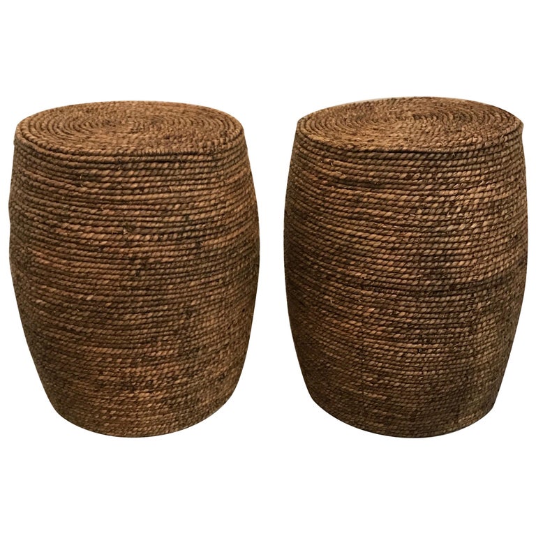 Pair of Jute Wrapped Wood Garden Seats at 1stDibs