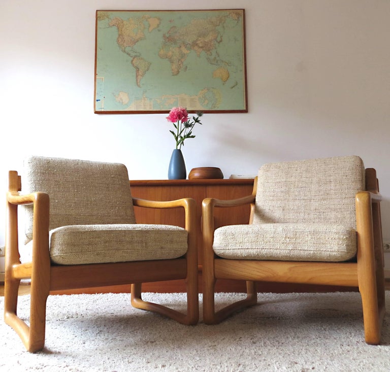 Pair of Juul Kristensen / JK Denmark Solid Teak Easy Chairs and ...
