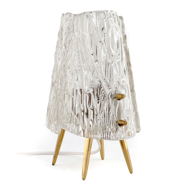 Pair of Kalmar Table Lamps, Brass and Textured Glass, 1960 at 1stDibs