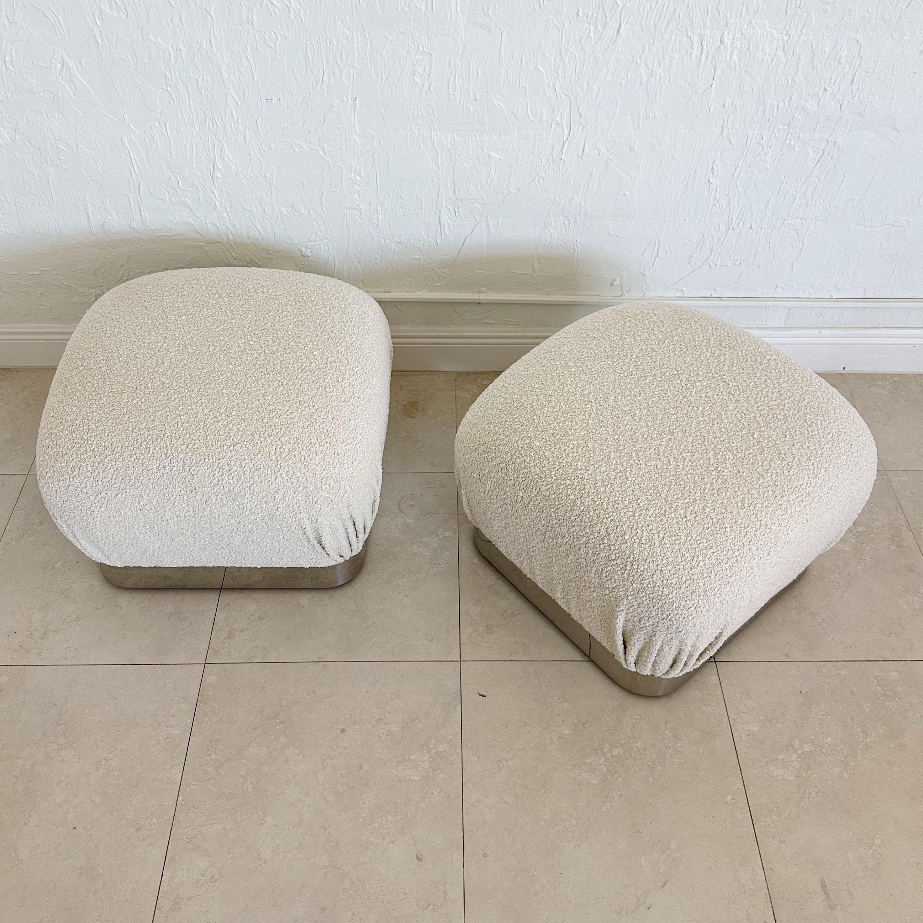 Pair of Karl Springer Pouf Ottomans, 1980s For Sale at 1stDibs
