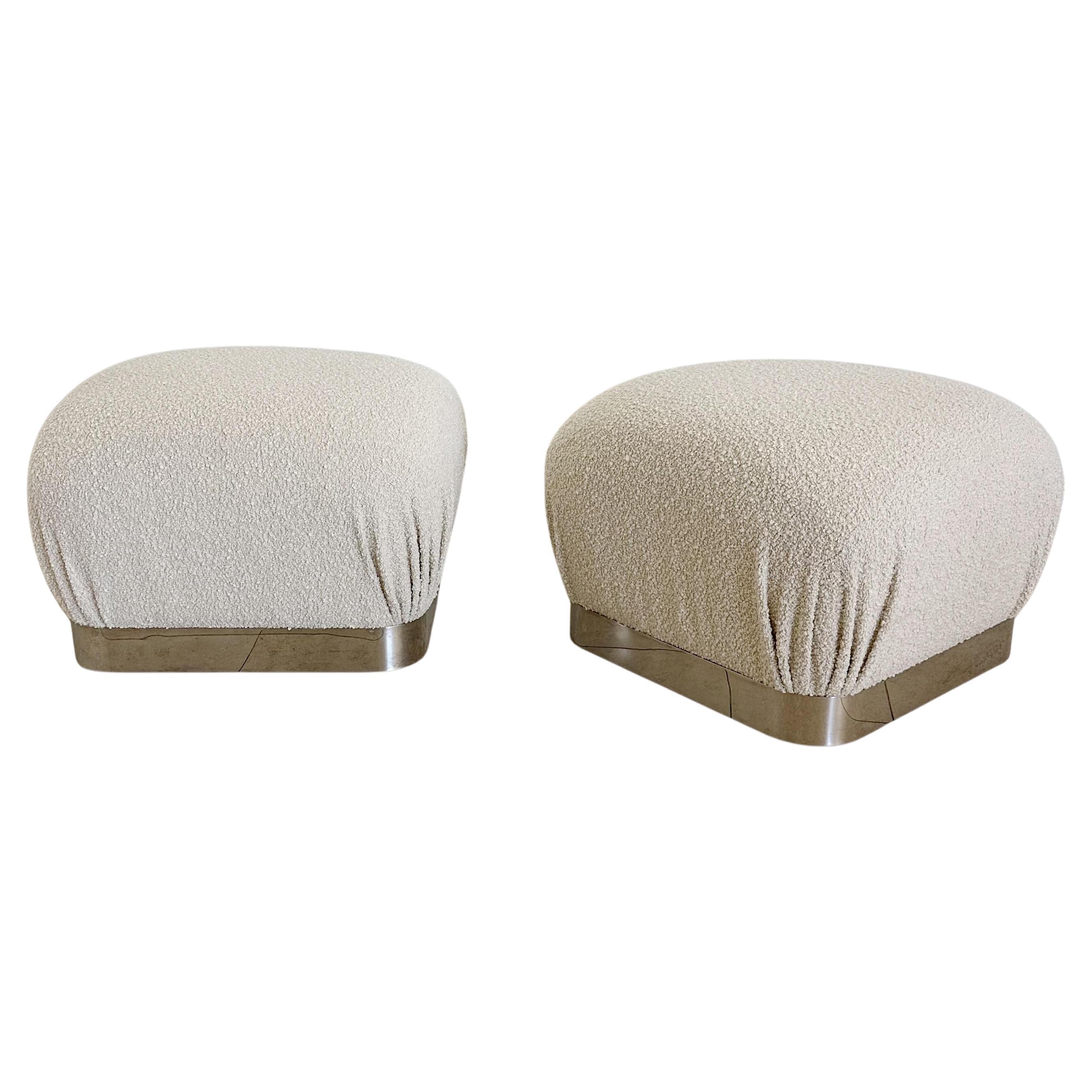 Pair of Karl Springer Pouf Ottomans, 1980s For Sale at 1stDibs