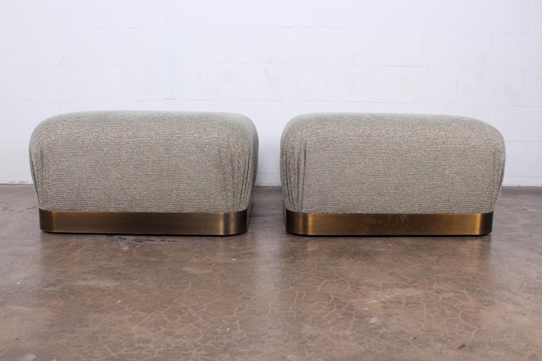 Pair of Karl Springer Souffle Ottomans or Poufs For Sale at 1stDibs