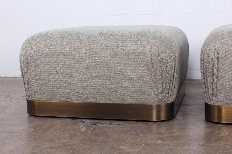 Pair of Karl Springer Souffle Ottomans or Poufs For Sale at 1stDibs