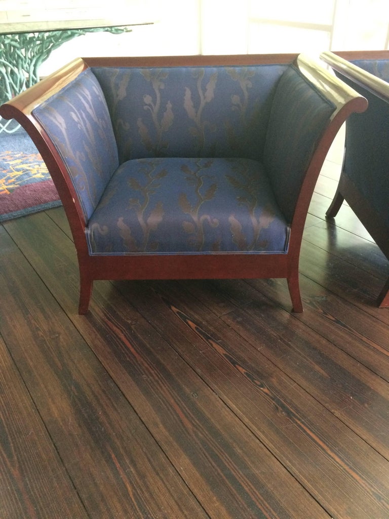 Pair of Kenneth Winslow Art Deco Inspired Big Deep and Box Shaped Club ...