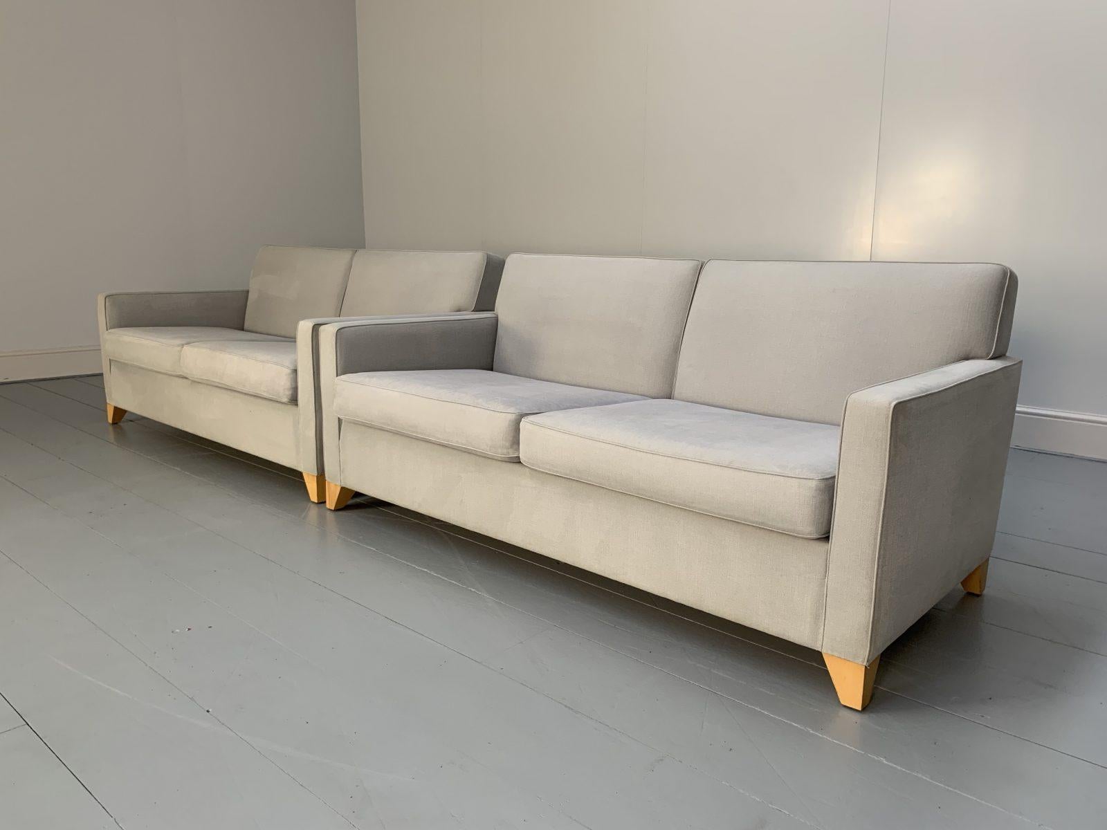 Pair of Kingcome “Dallas” 2.5-Seat Sofa in Pale Grey Fabric For Sale at 1stDibs