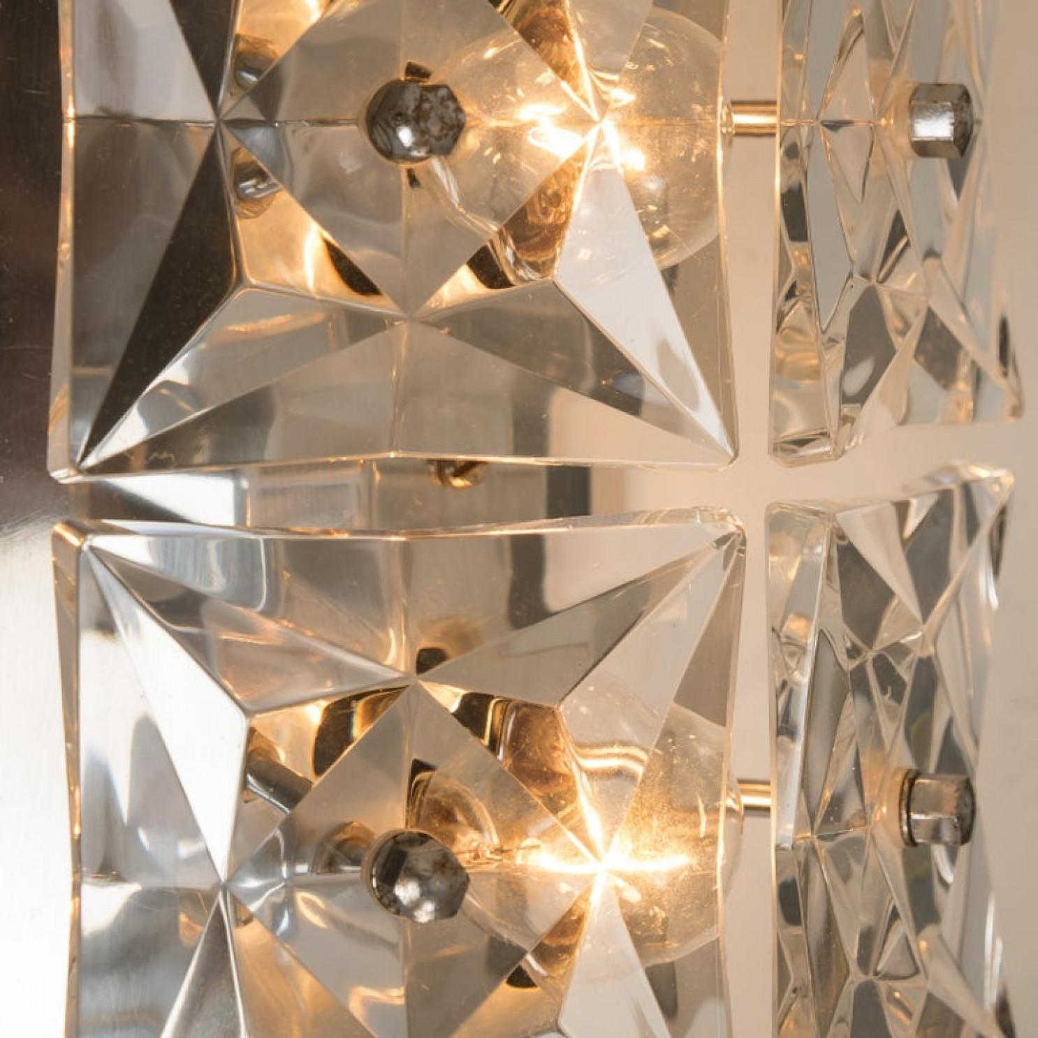 Pair of Kinkeldey Wall Light Fixtures, Nickel Crystal Glass, 1970 For ...