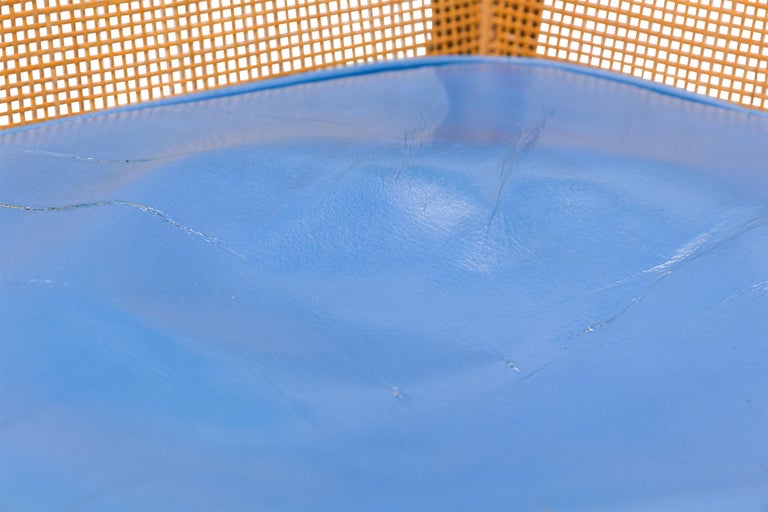 Pair of Kipp Stewart for Directional Walnut, Cane, and Blue Leather ...