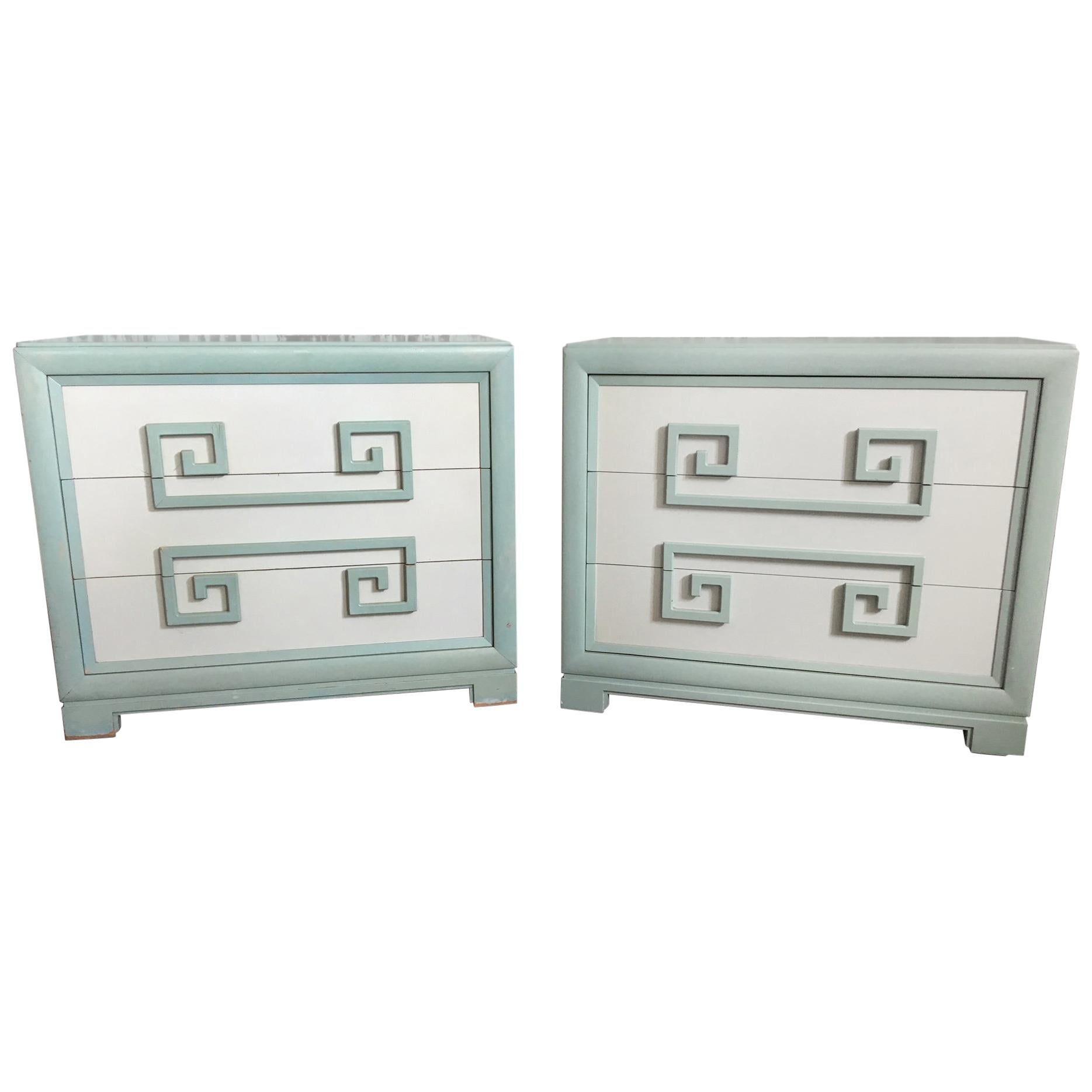 Pair of Kittinger Greek Key Three-Drawer Dressers at 1stDibs