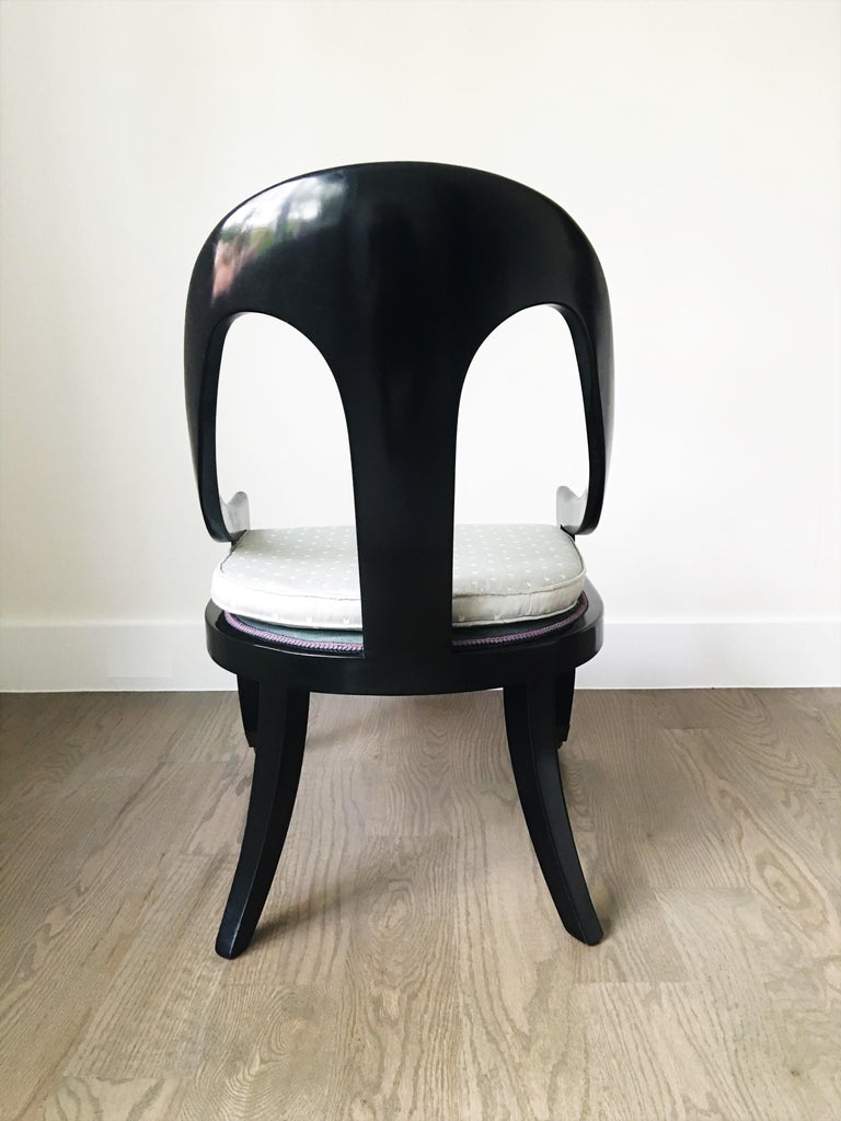 Pair of Lacquered and Mother of Pearl Inlaid Spoon Back Chairs For Sale ...