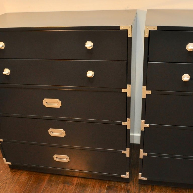 Pair of Lacquered Five-Drawer Campaign Chests by Bernhardt at 1stDibs