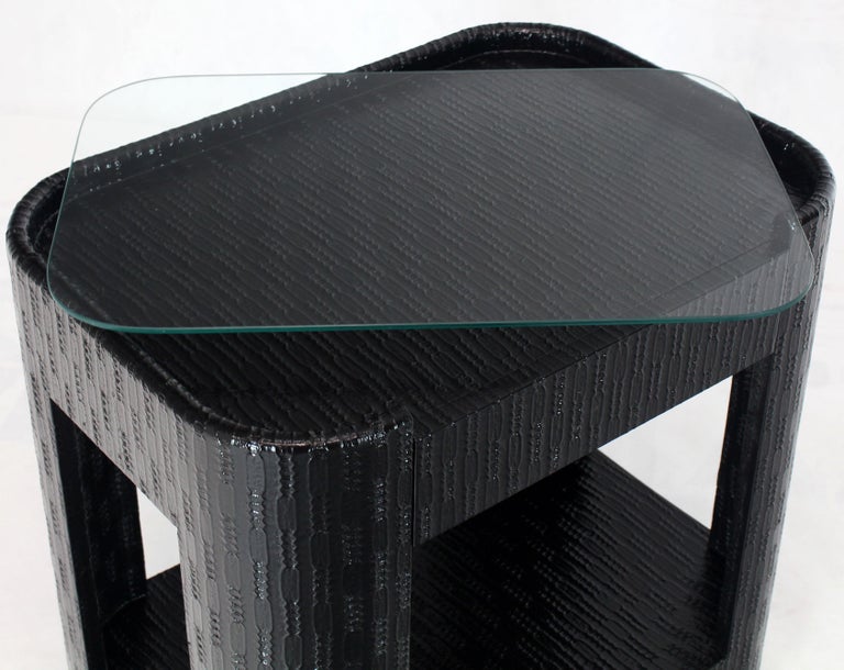 Pair of Lacquered Raffia Cloth Covered Stands End Occasional Tables ...