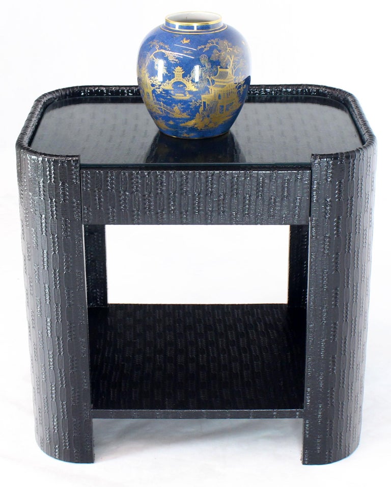 Pair of Lacquered Raffia Cloth Covered Stands End Occasional Tables ...