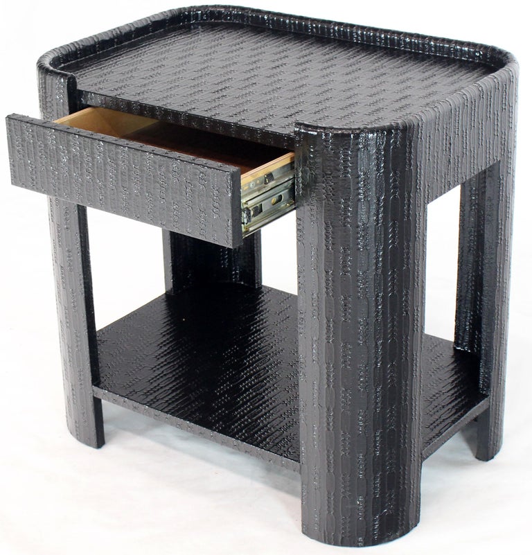 Pair of Lacquered Raffia Cloth Covered Stands End Occasional Tables ...