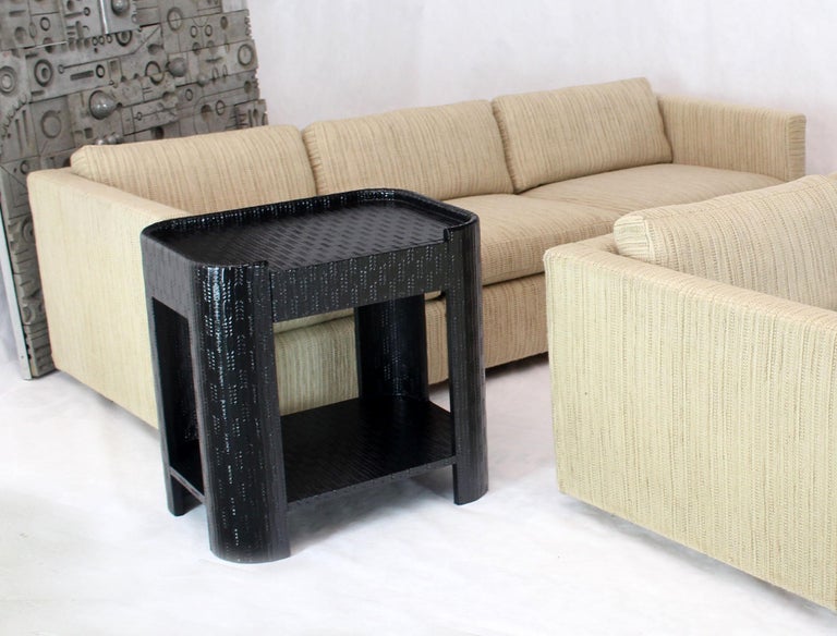 Pair of Lacquered Raffia Cloth Covered Stands End Occasional Tables ...