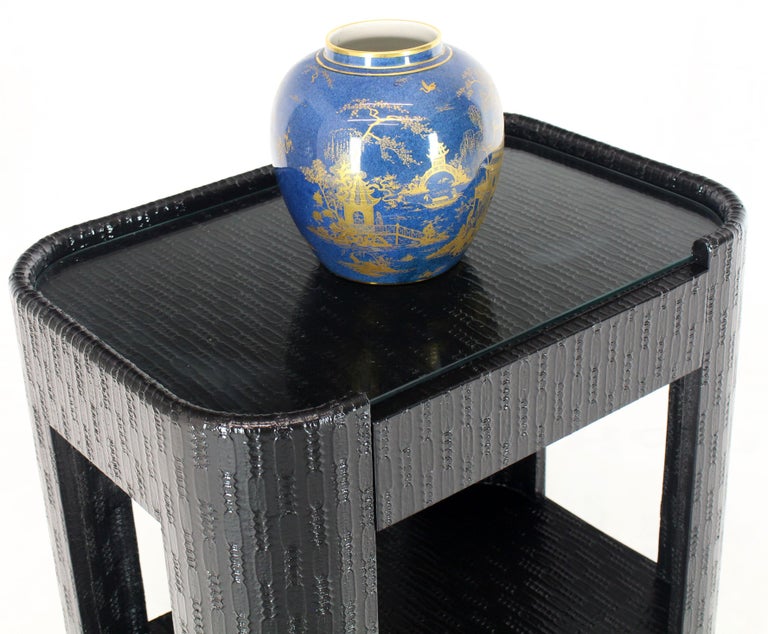 Pair of Lacquered Raffia Cloth Covered Stands End Occasional Tables ...