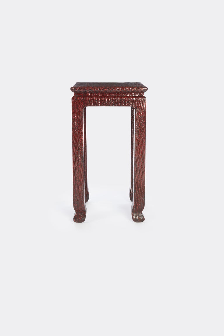 Pair of Lacquered Raffia Side Tables For Sale at 1stDibs