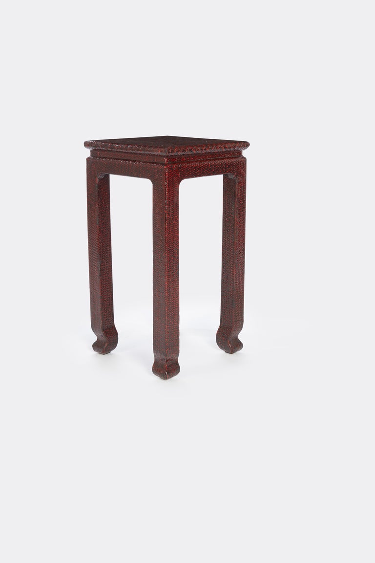 Pair of Lacquered Raffia Side Tables For Sale at 1stDibs