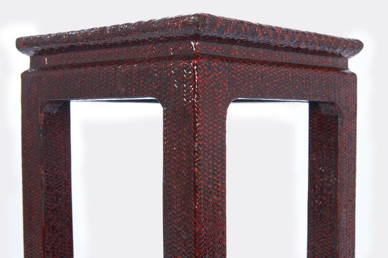 Pair of Lacquered Raffia Side Tables For Sale at 1stDibs