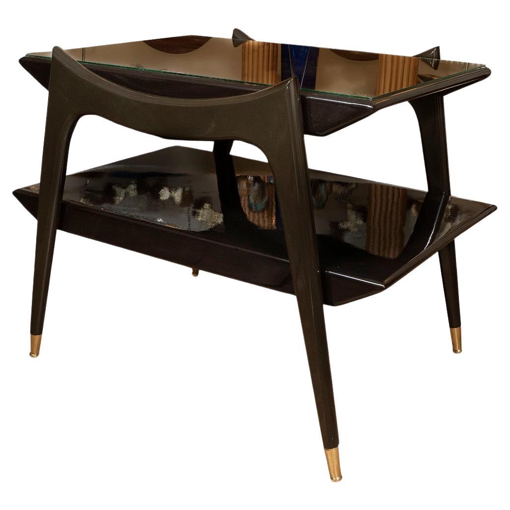 Pair of lacquered wood two tier side tables For Sale at 1stDibs