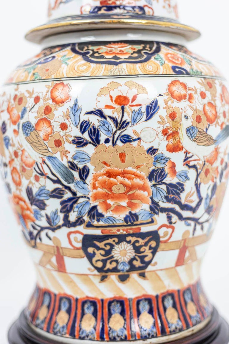 Pair of Lamps in Imari Porcelain and Painted Wood, circa 1880 at 1stDibs