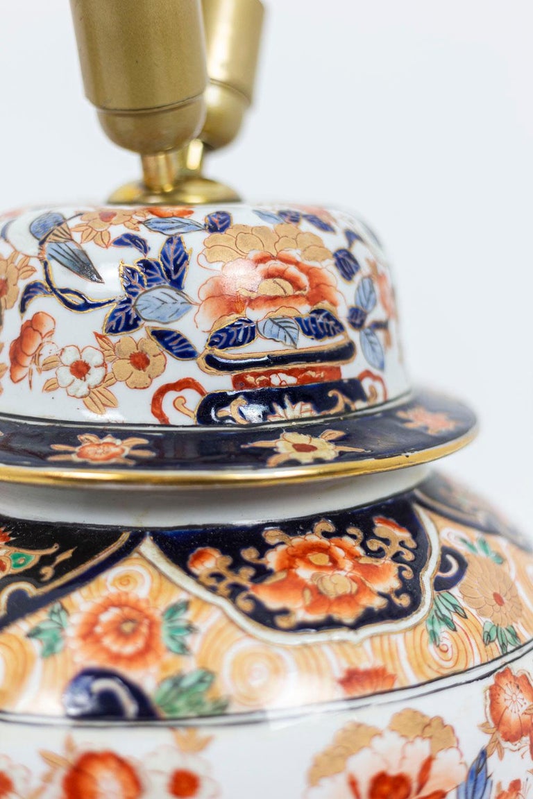 Pair of Lamps in Imari Porcelain and Painted Wood, circa 1880 at 1stDibs