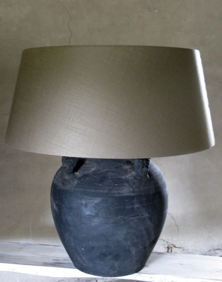 Pair of Lamps, Old Clay Pot Lamps at 1stDibs | clay pot table lamps