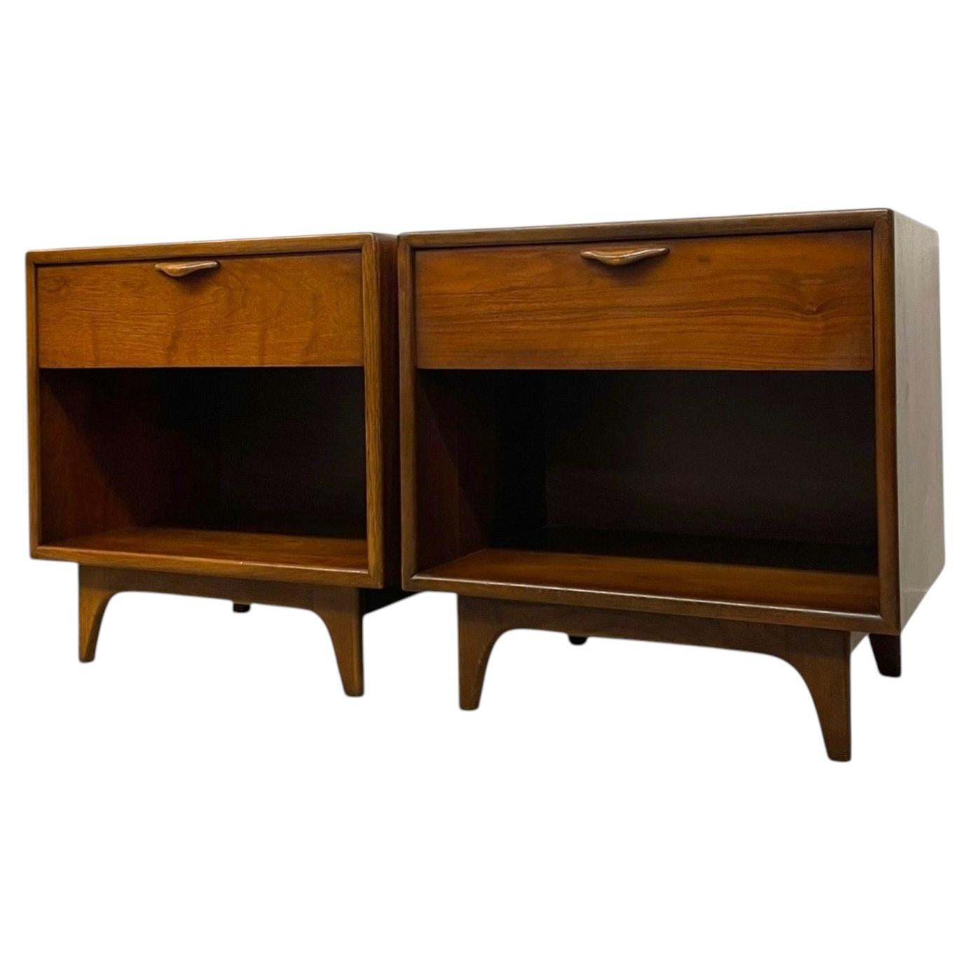 Newly Refinished - Pair of Mid Century Modern Night Stands w/ Drop Down ...