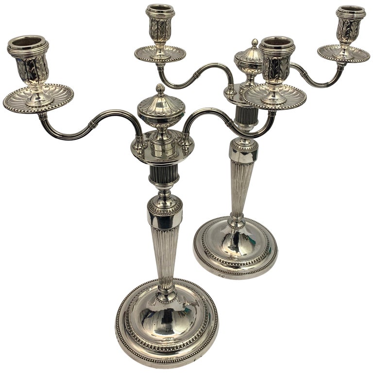 Pair of Large 18th century Silver Candlesticks For Sale at 1stDibs
