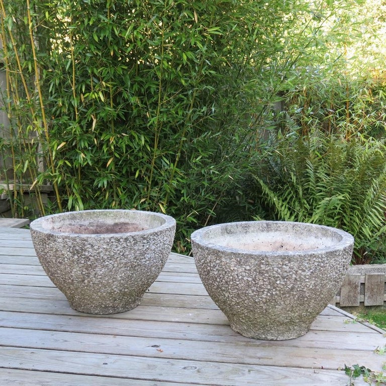 Pair of Large 1960s Concrete Aggregate Garden Planters For Sale at 1stDibs