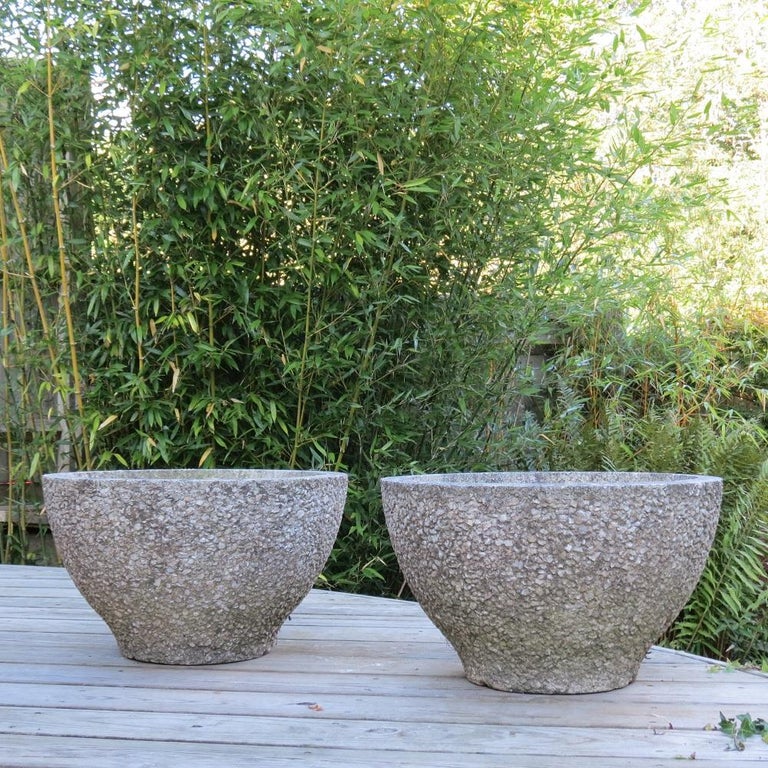 Pair of Large 1960s Concrete Aggregate Garden Planters For Sale at 1stDibs