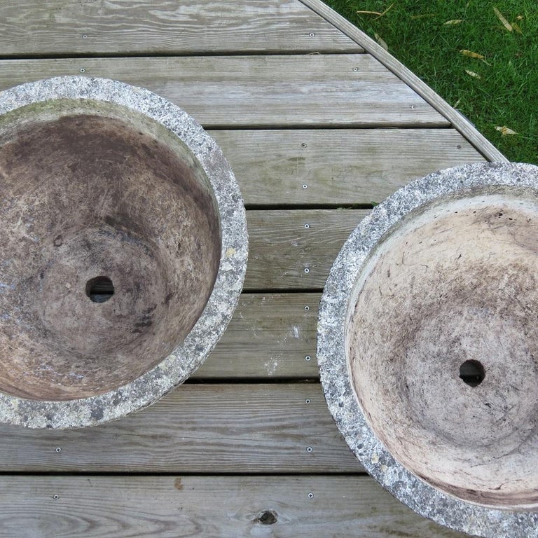 Pair of Large 1960s Concrete Aggregate Garden Planters For Sale at 1stDibs