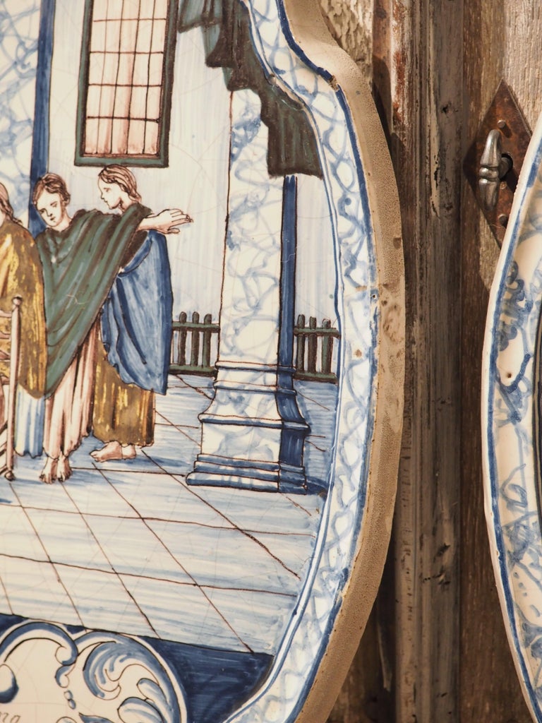 Pair of Large 19th Century Polychrome Faience Wall Plaques from Holland ...