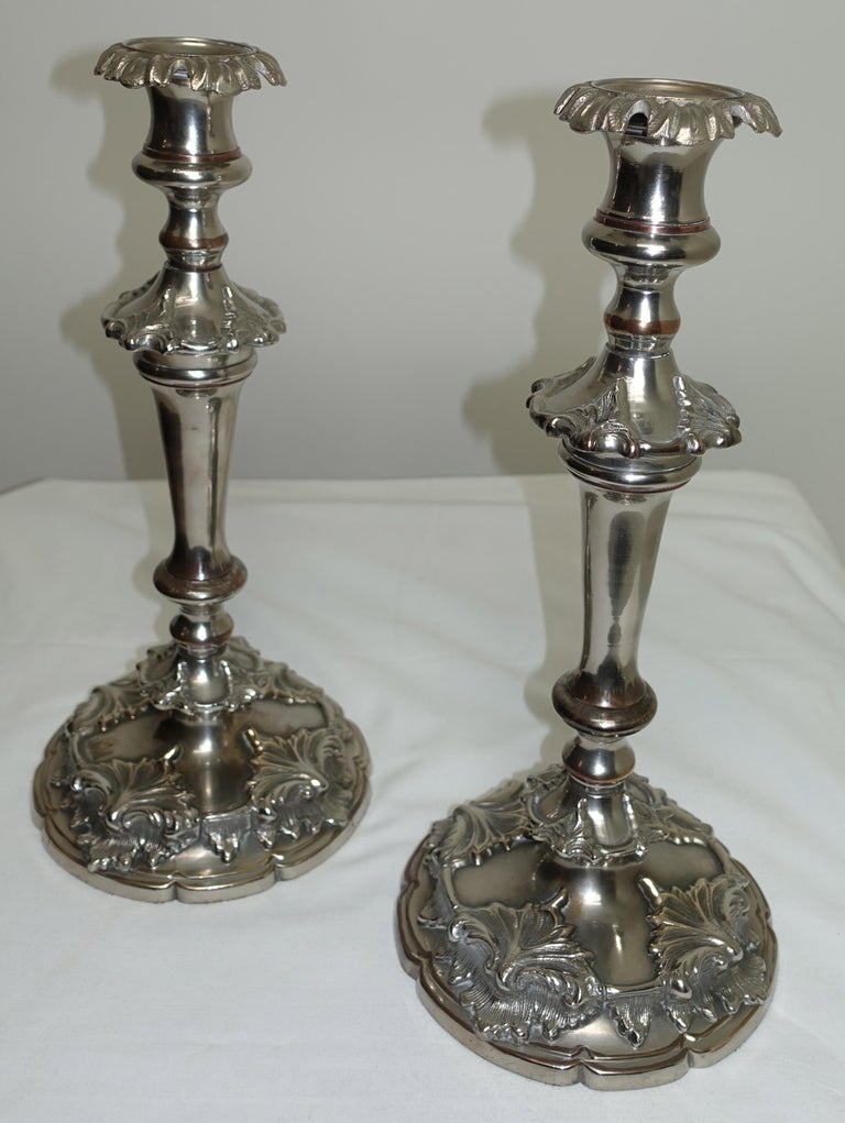 Pair of Large 19th Century Sheffield Silver Plate Candlesticks at ...