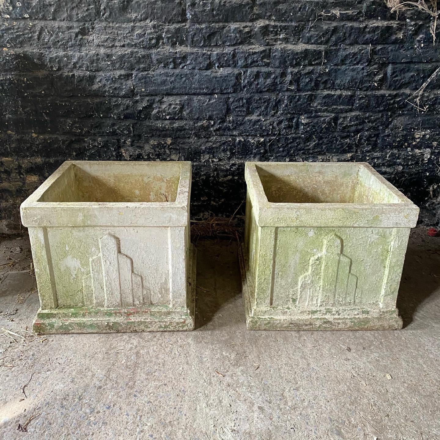 Pair of Large 20th Century Art Deco Garden Planters For Sale at 1stDibs