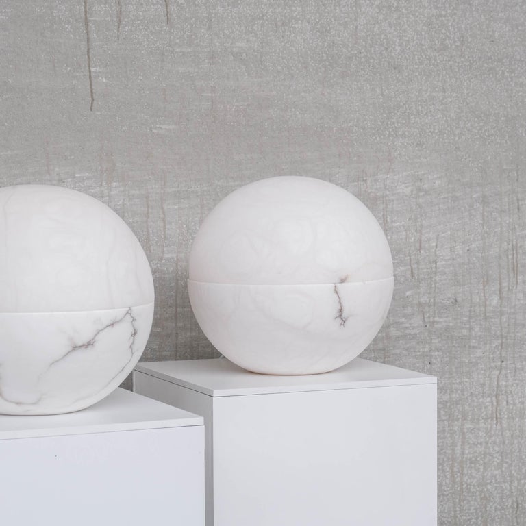 Pair of Large Alabster Spanish Table or Floor Lamp Globes For Sale at ...