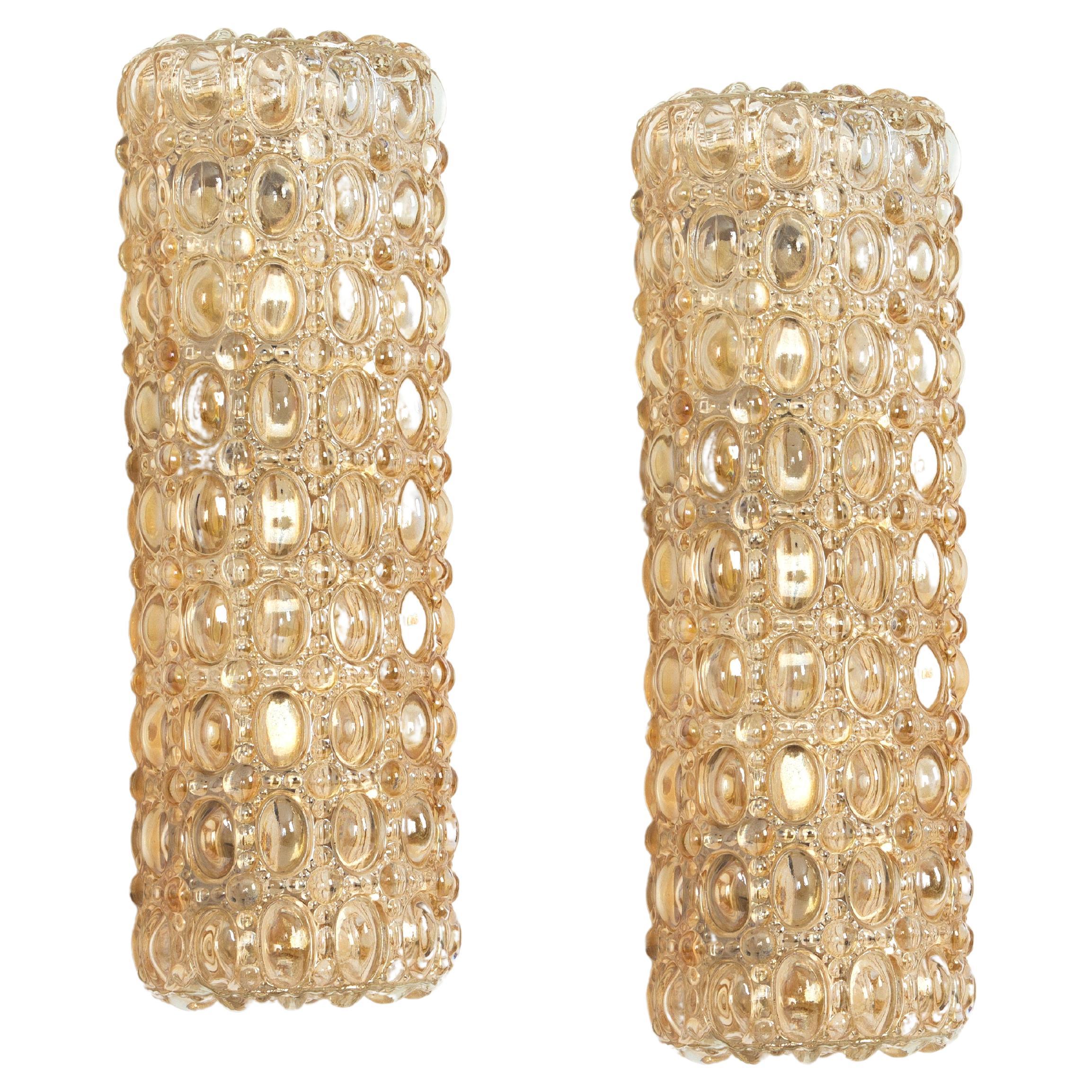 Pair of Large Amber Bubble Glass Sconces style Helena Tynell, Limburg ...