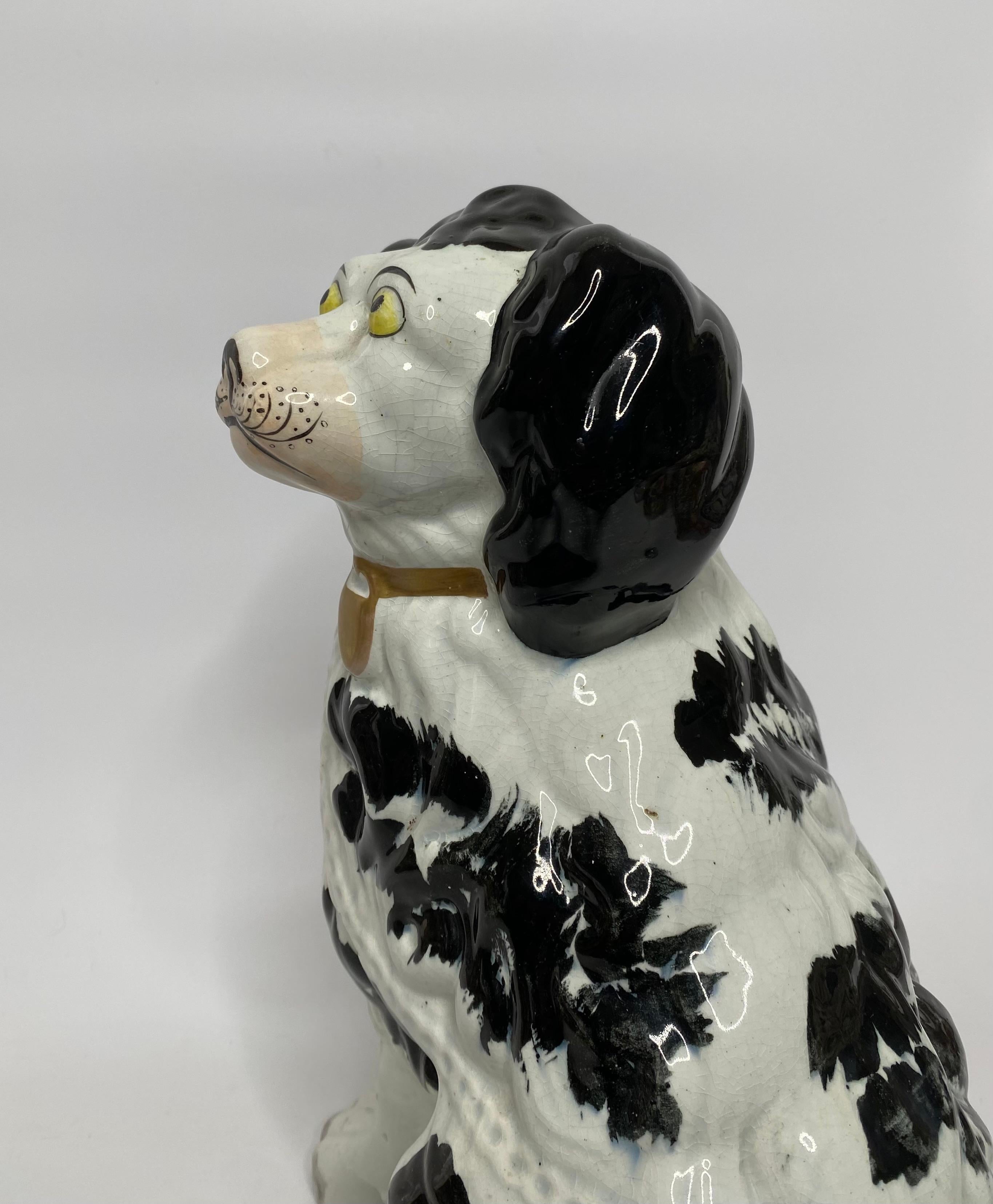 Pair of large and rare Staffordshire Spaniels, c. 1840. For Sale at 1stDibs