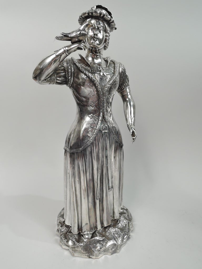 Pair of Large Antique German Silver Renaissance Hunting Figures For ...
