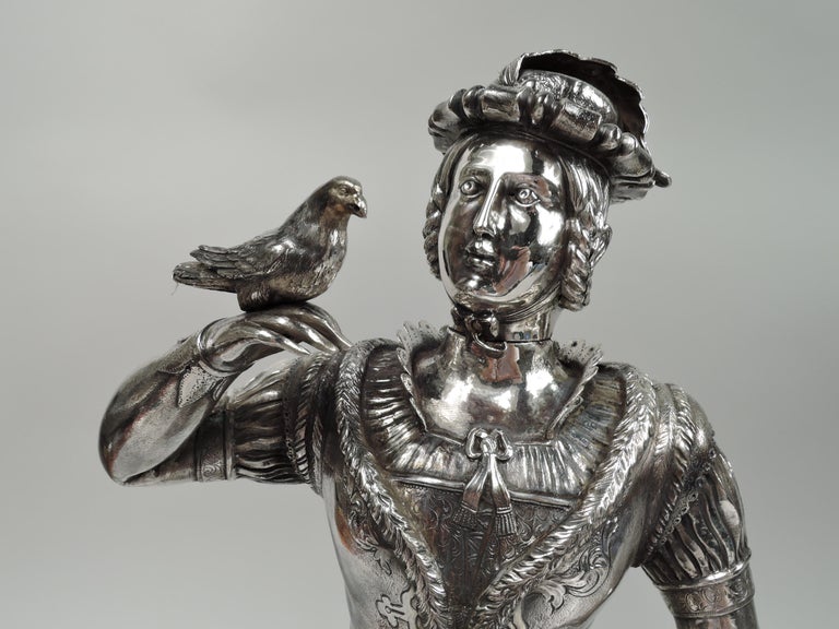 Pair of Large Antique German Silver Renaissance Hunting Figures For ...