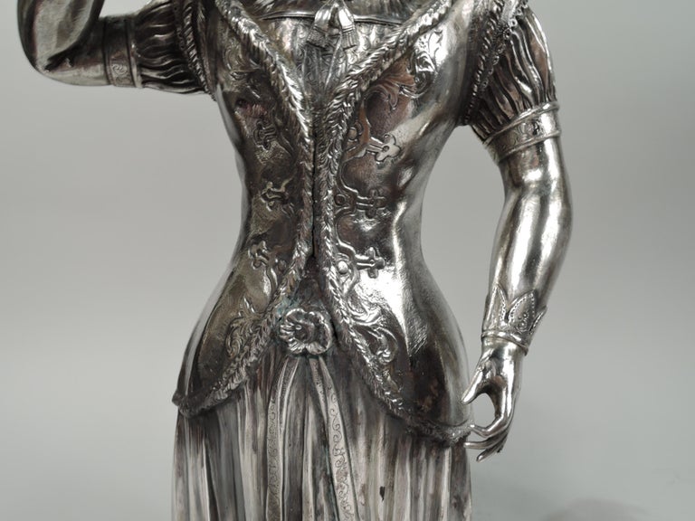 Pair of Large Antique German Silver Renaissance Hunting Figures For ...
