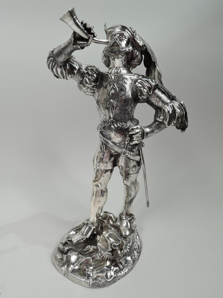 Pair of Large Antique German Silver Renaissance Hunting Figures For ...