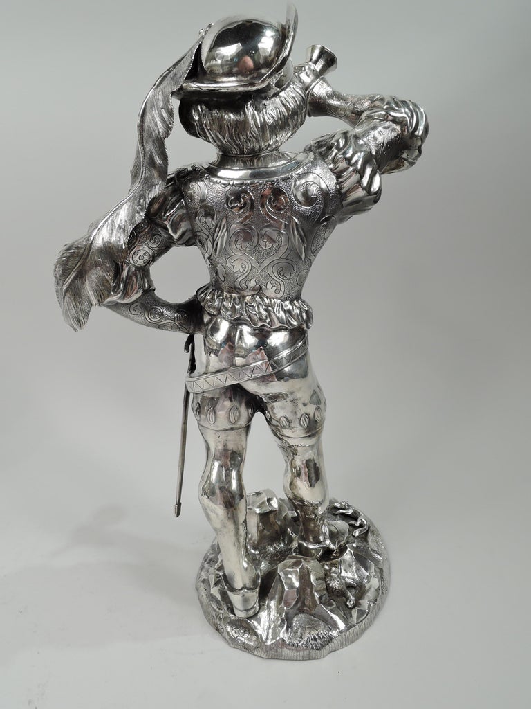 Pair of Large Antique German Silver Renaissance Hunting Figures For ...
