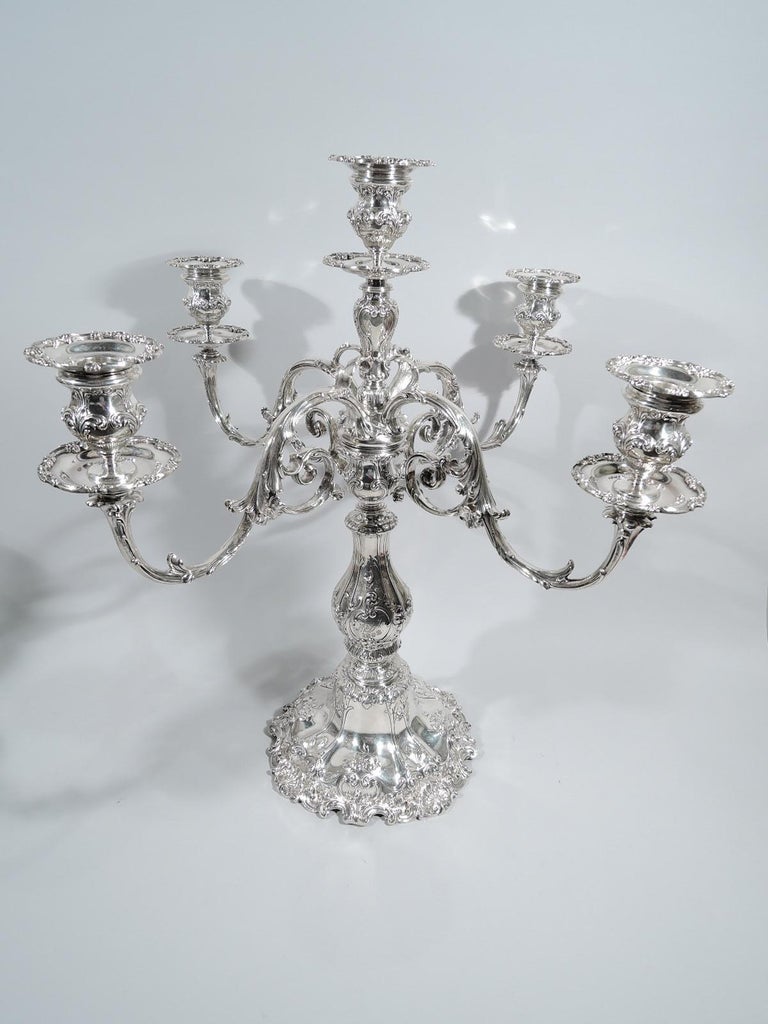 Pair of Large Antique Gorham Sterling Silver 5-Light Candelabra For ...