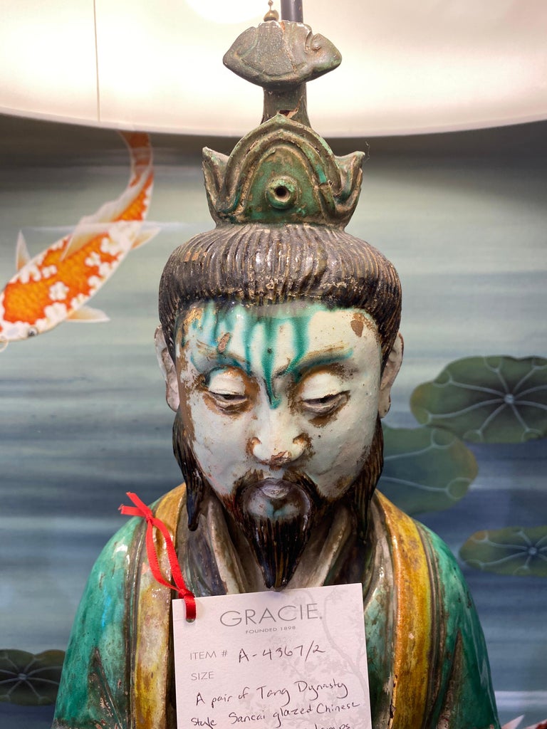 Pair of Large Antique Tang Style Chinese Figures as Lamps For Sale at ...