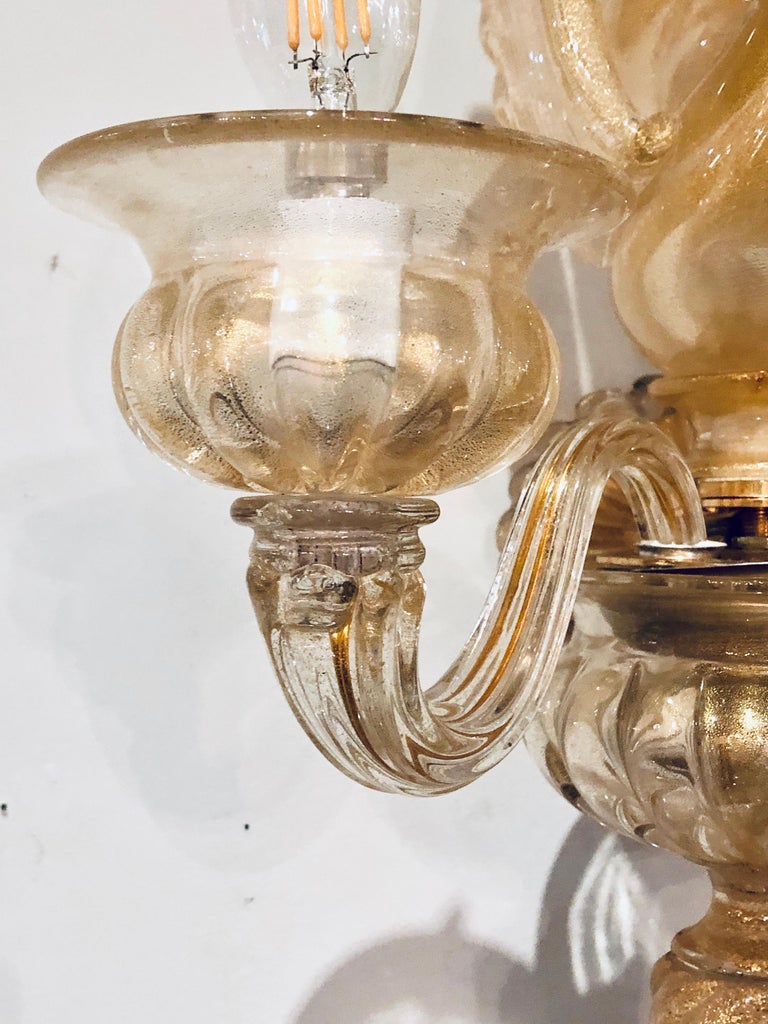 Pair of Large Archimede Seguso Gold Flecked Swan Sconces Signed and ...
