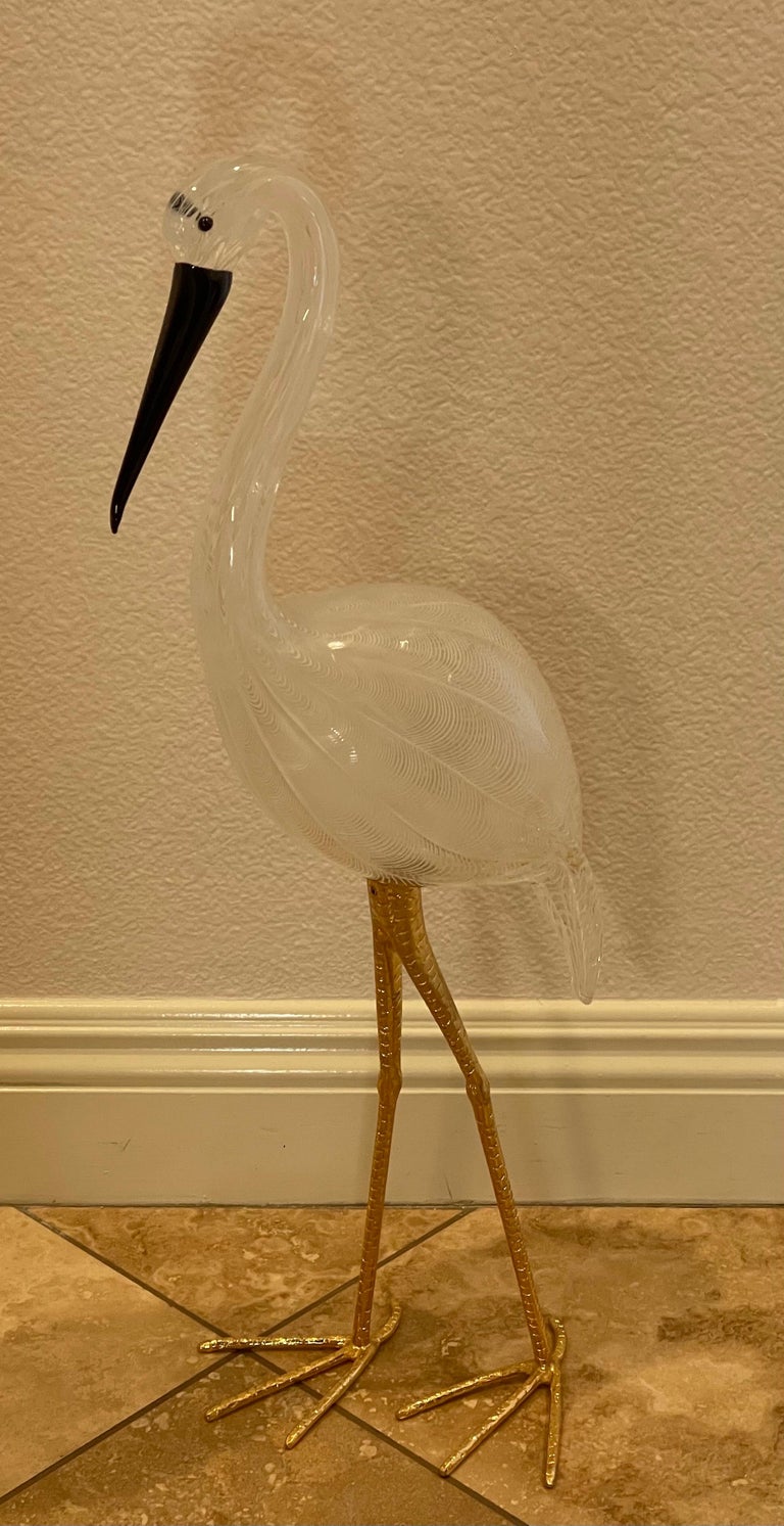 Pair of Large Art Glass Cranes by Licio Zanetti for Murano Glass ...