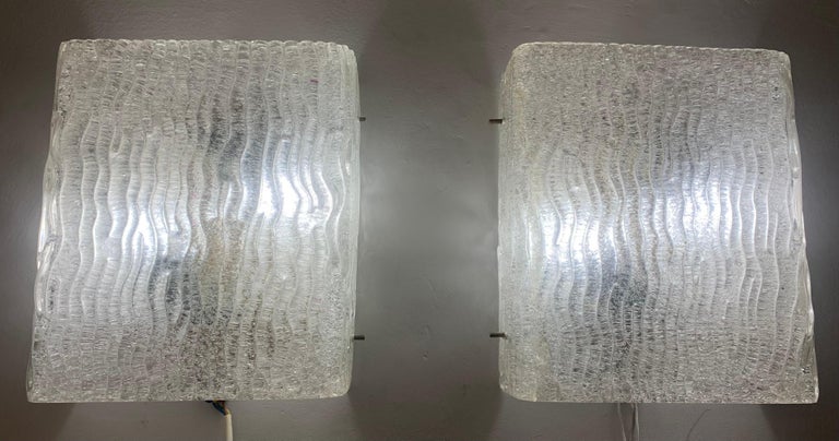 Pair of Large Austrian 1960s J.T. Kalmar for Kalmar Lighting Glass Wall ...