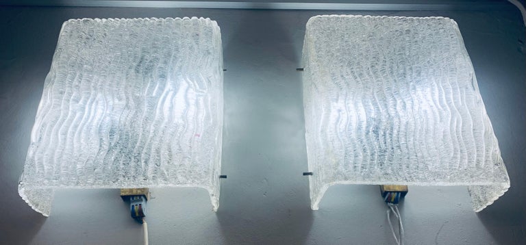 Pair of Large Austrian 1960s J.T. Kalmar for Kalmar Lighting Glass Wall ...